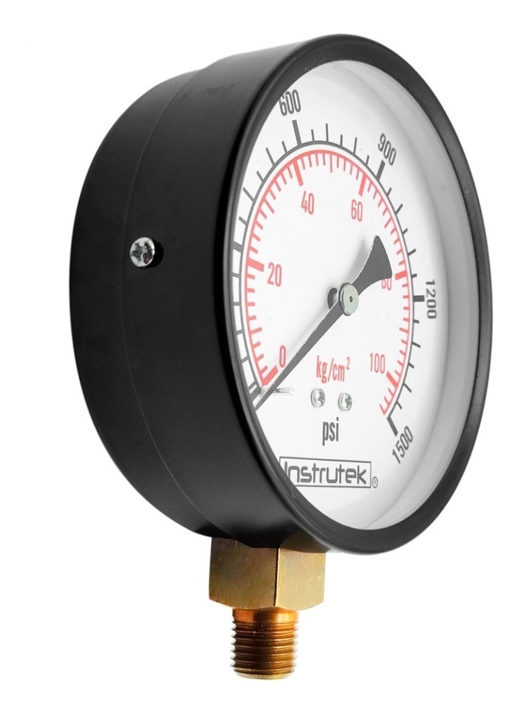 Manómetro 4", estándar, 1/4" NPT, inferior, 1500 psi-kg/cm2 | Instrutek